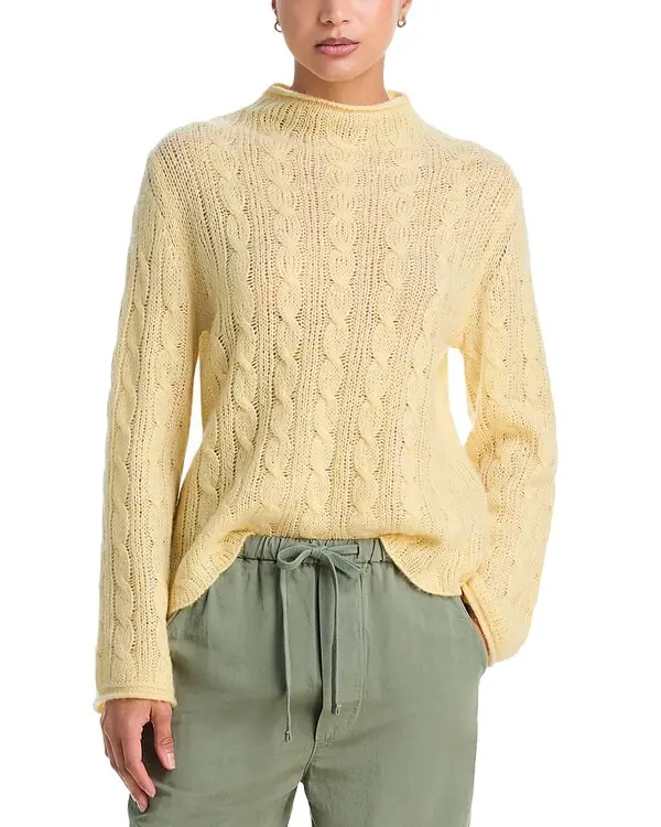 Guest In Residence Cable Knit Mock Neck Sweater - Butter