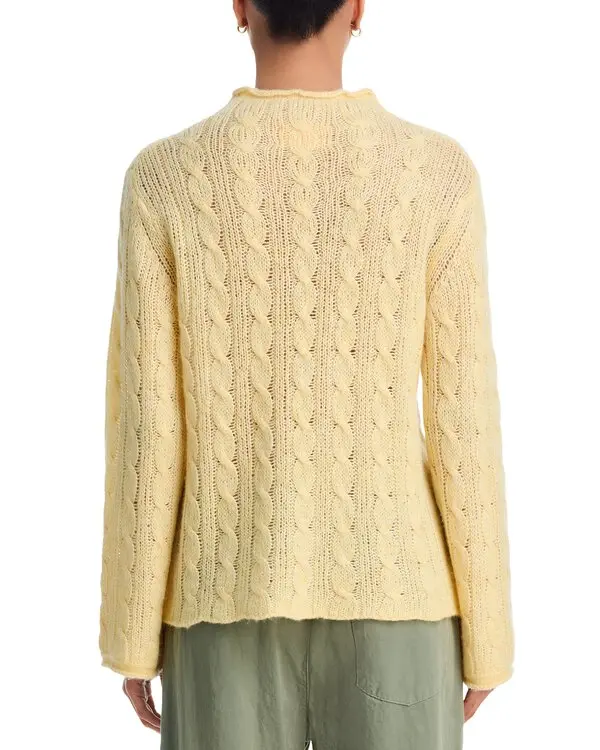 Guest In Residence Cable Knit Mock Neck Sweater