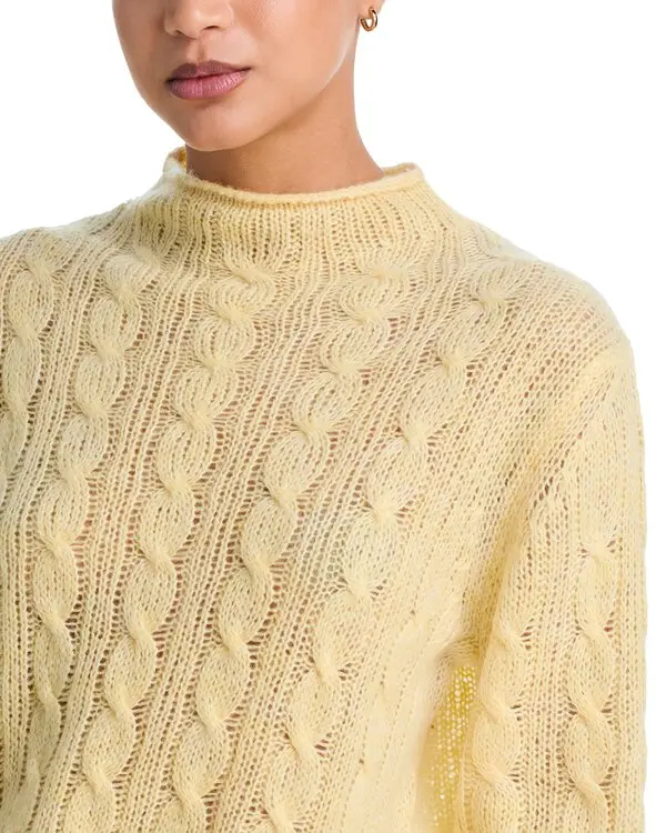Guest In Residence Cable Knit Mock Neck Sweater