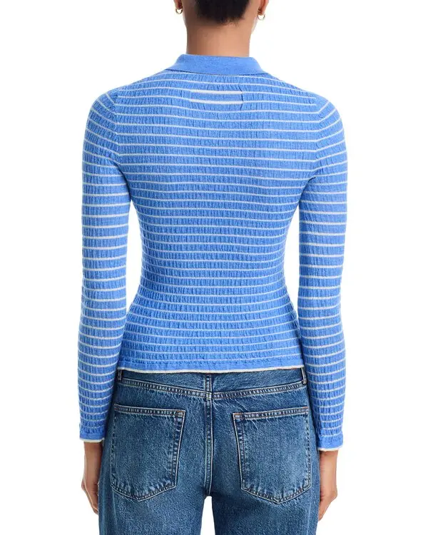 Guest In Residence Smocked Cashmere Polo Shirt - Delft Blue