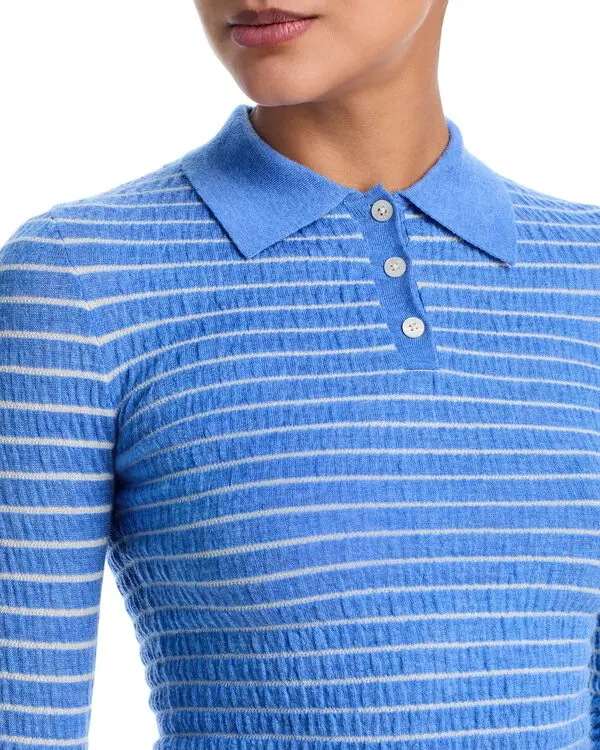 Guest In Residence Smocked Cashmere Polo Shirt - Delft Blue