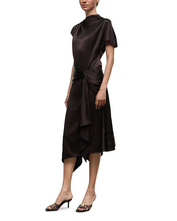 Staud Davina Silk Blend Dress - Earth