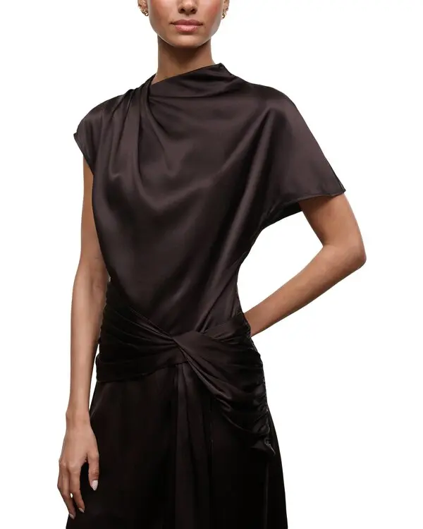 Staud Davina Silk Blend Dress - Earth