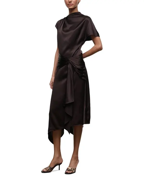 Staud Davina Silk Blend Dress - Earth