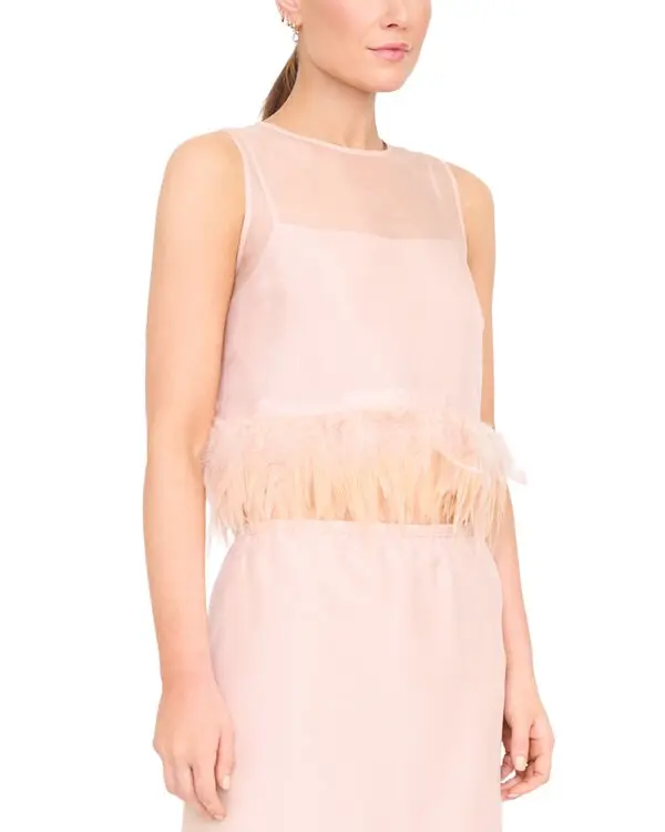 Staud Avi Feather Trim Top - Sandrose
