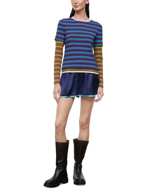 Staud Dillon Layered Look Tee - Potter Stripe Multi