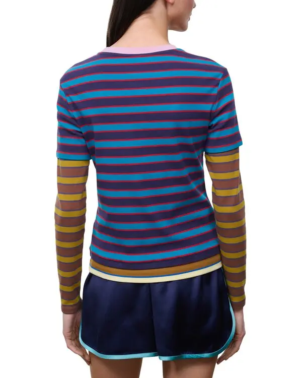 Staud Dillon Layered Look Tee - Potter Stripe Multi