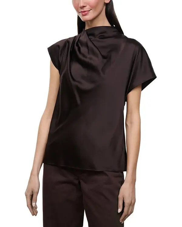 Staud Davina Silk Blend Top - Earth