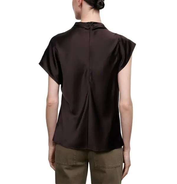 Staud Davina Silk Blend Top - Earth