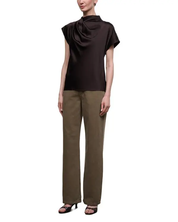 Staud Davina Silk Blend Top - Earth