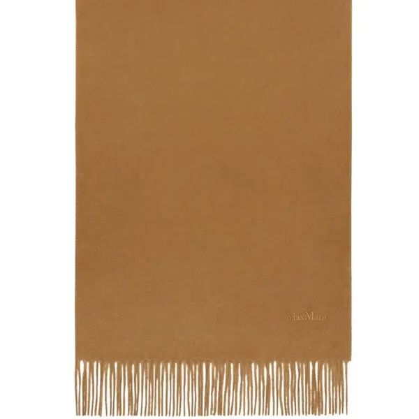 Max Mara Cashmere Stole With Embroidered Logo - Brown