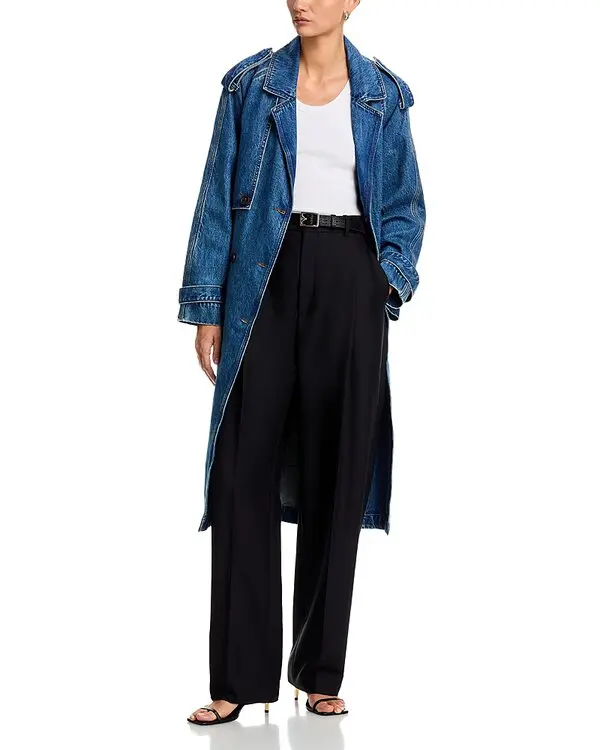 ANINE BING Rickie Maxi Trench Coat - Washed Blue