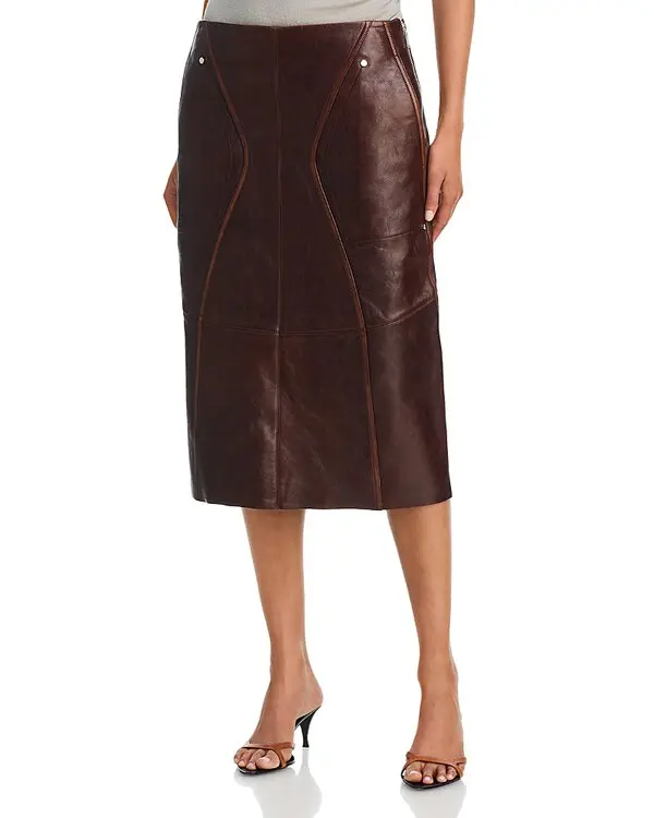 Helmut Lang Leather Skirt - Saddle