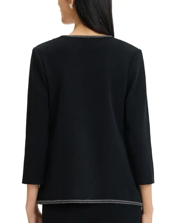 Ming Wang Heritage Grid Trim Knit Jacket