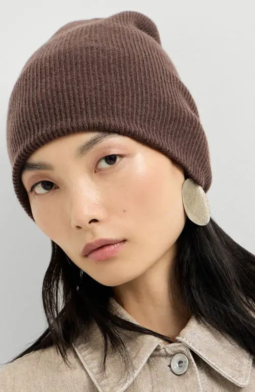 Brunello Cucinelli Cashmere English Rib Knit Beanie - Pine Cone Brown