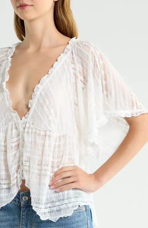 Free People In Your Dreams" Lace Top - Clean Ivory