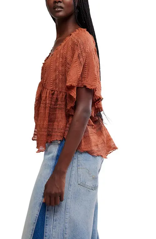 Free People In Your Dreams Lace Top - Toasted Cocoa