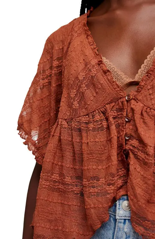 Free People In Your Dreams Lace Top - Toasted Cocoa