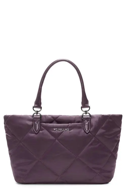 Mz Wallace Small Madison East/west Quilted Nylon Tote - Raisin