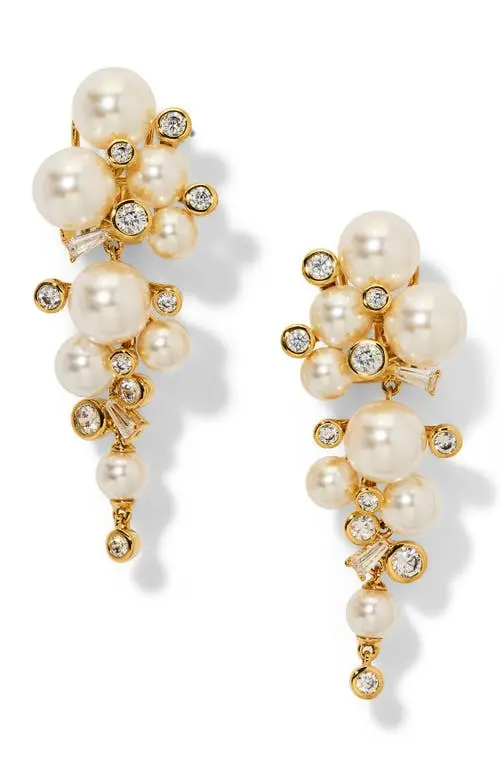 Nadri Imitation Pearl And Cubic Zirconia Cascade Earrings - Gold