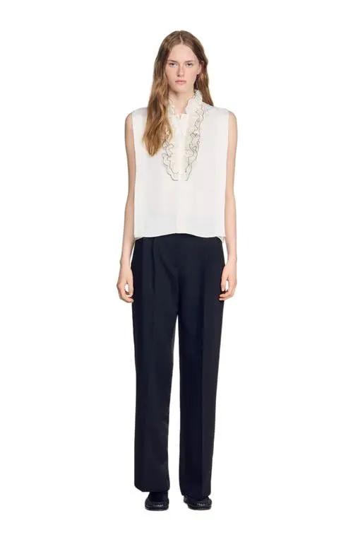 Sandro Ruffled Collar Shirt