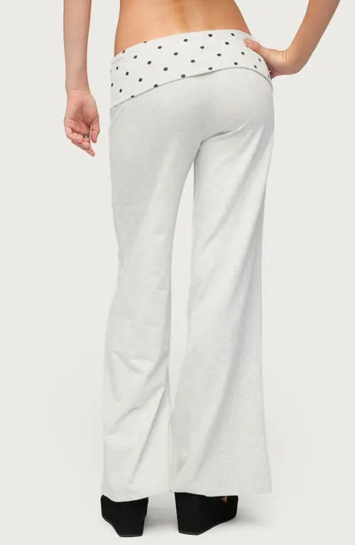 EDIKTED Reeva Polka Dot Foldover Flared Pants
