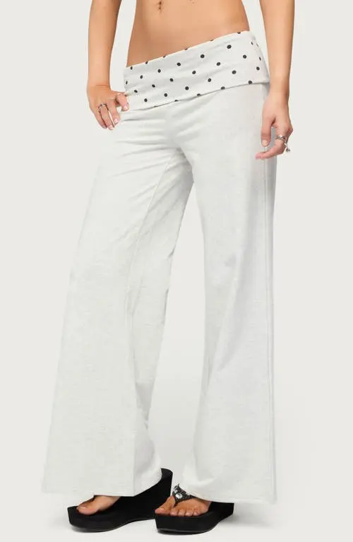EDIKTED Reeva Polka Dot Foldover Flared Pants