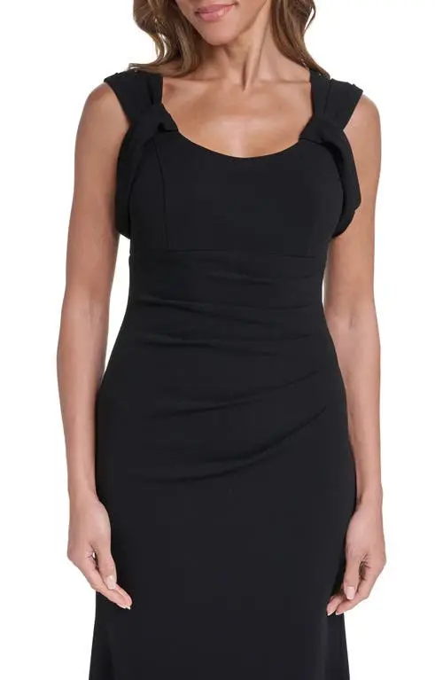 Eliza J Drape Detail Stretch Crepe Mermaid Gown