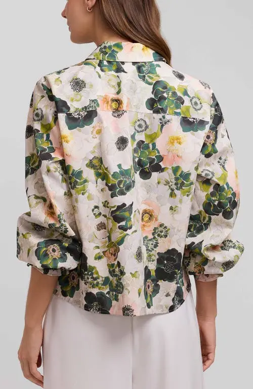 Foxcroft Vivienne Bouquet Cotton Poplin Button-up Shirt