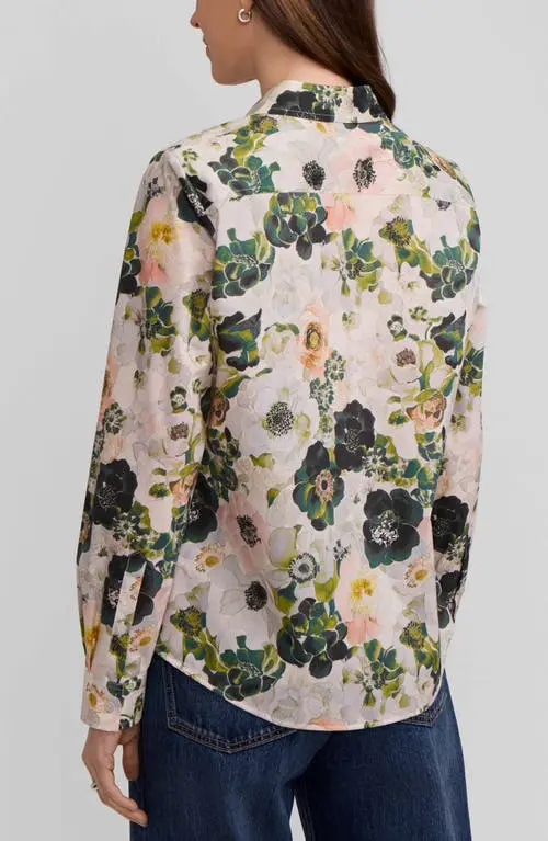 Foxcroft Hampton Bouquet Print Cotton Button-up Shirt