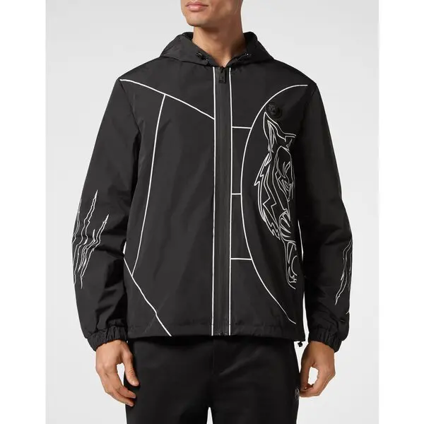 PLEIN SPORT Nylon Windbreaker Tiger Court Edition - Black