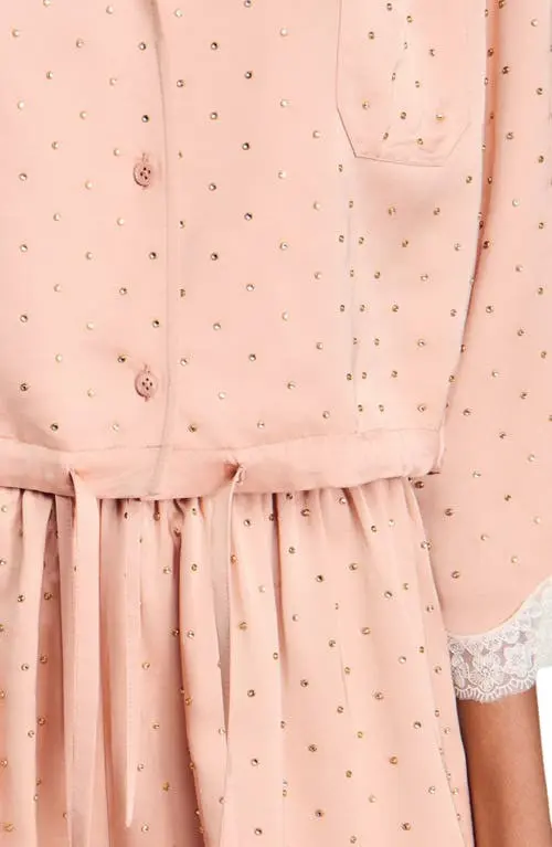 Sandro Shirt Embellished With Rhinestones - Nude
