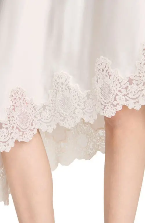 Sandro Asymmetrical Satin Skirt With Lace - Ecru
