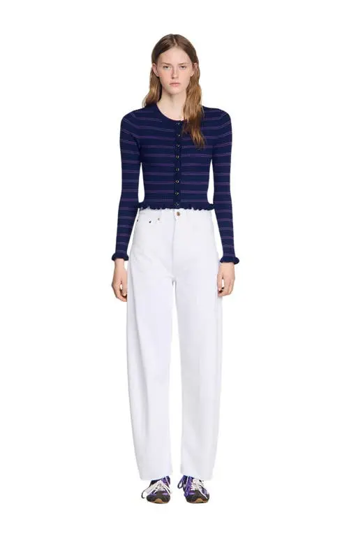 Sandro Striped Knit Cardigan