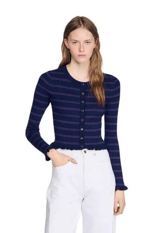 Sandro Striped Knit Cardigan