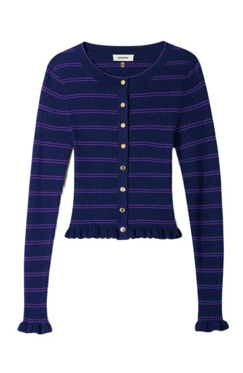 Sandro Striped Knit Cardigan