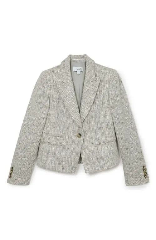 REISS Ezra Herringbone Cropped Blazer