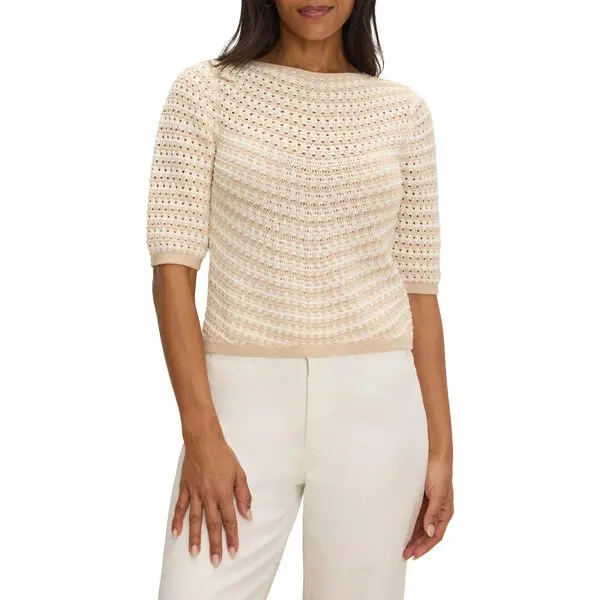 NIC+ZOE Stripe Pointelle Knit Sweater