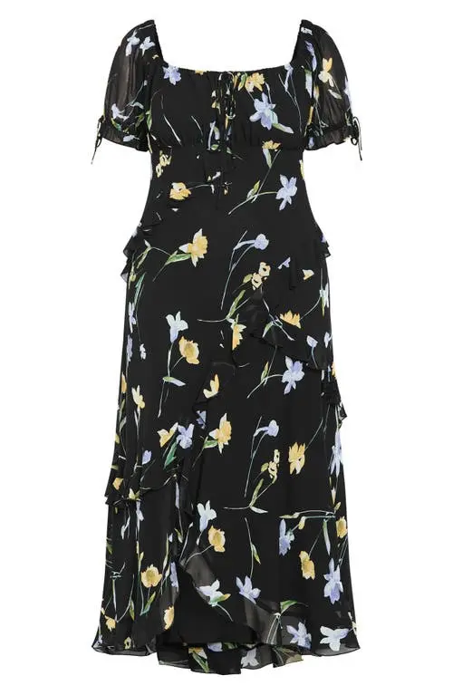 City Chic Shayla Floral Print Ruffle Dress