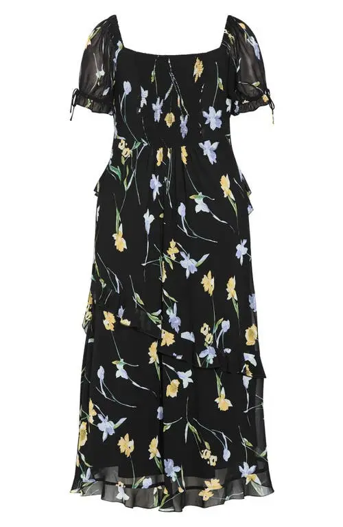 City Chic Shayla Floral Print Ruffle Dress