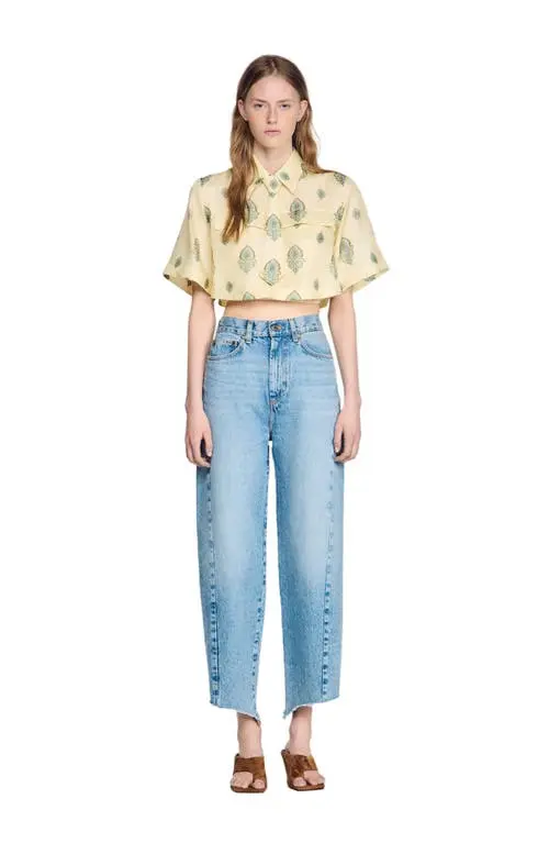Sandro Paisley Print Crop Top