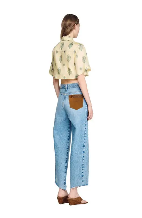 Sandro Paisley Print Crop Top
