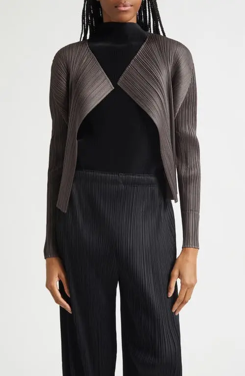 Issey Miyake Pleated Open Front Cardigan