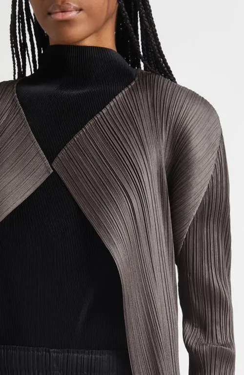 Issey Miyake Pleated Open Front Cardigan