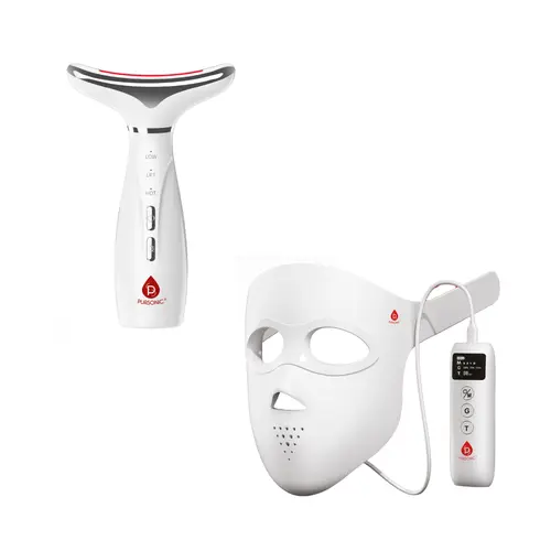 PURSONIC Glow & Lift Set 3d Led Therapy Mask & 7-in-1 Face & Neck Beauty Device - White