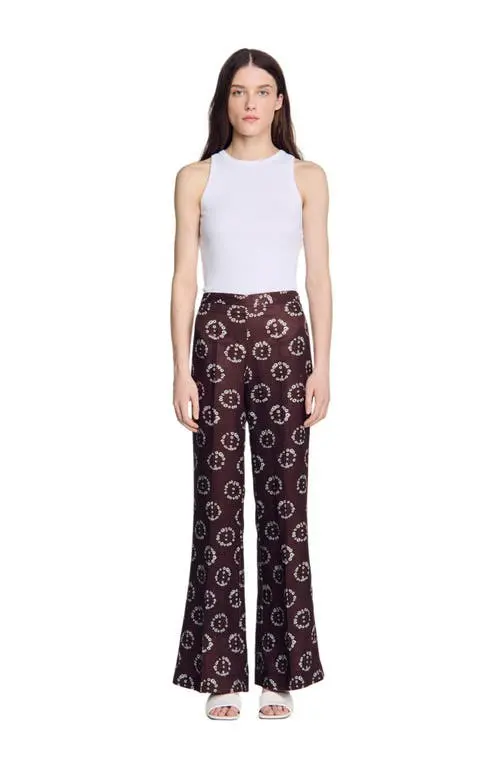 Sandro Floral-print Floaty Trousers