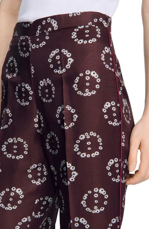 Sandro Floral-print Floaty Trousers