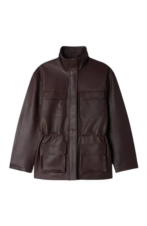 Sandro Oversized Leather Collar Jacket