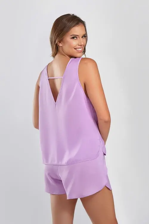 ICOLLECTION Satin Sleeveless Top And Shorts Set