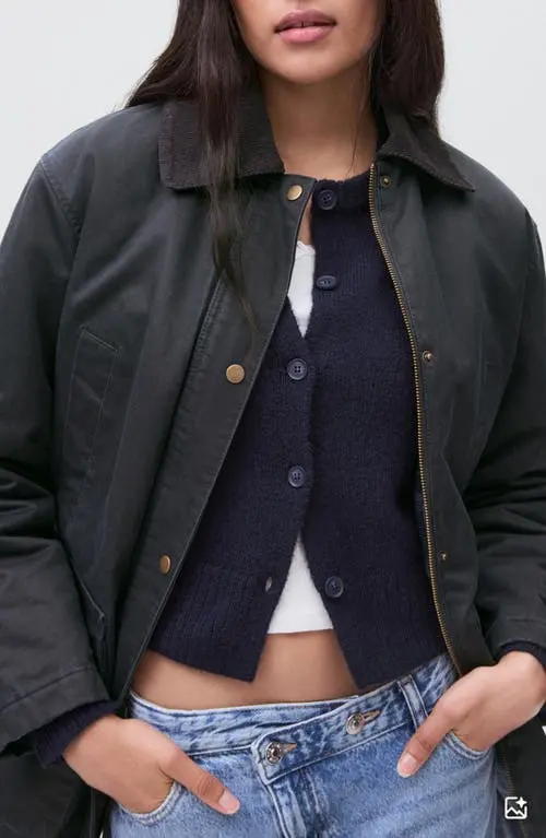 Mango Waxed Effect Cotton Blend Jacket